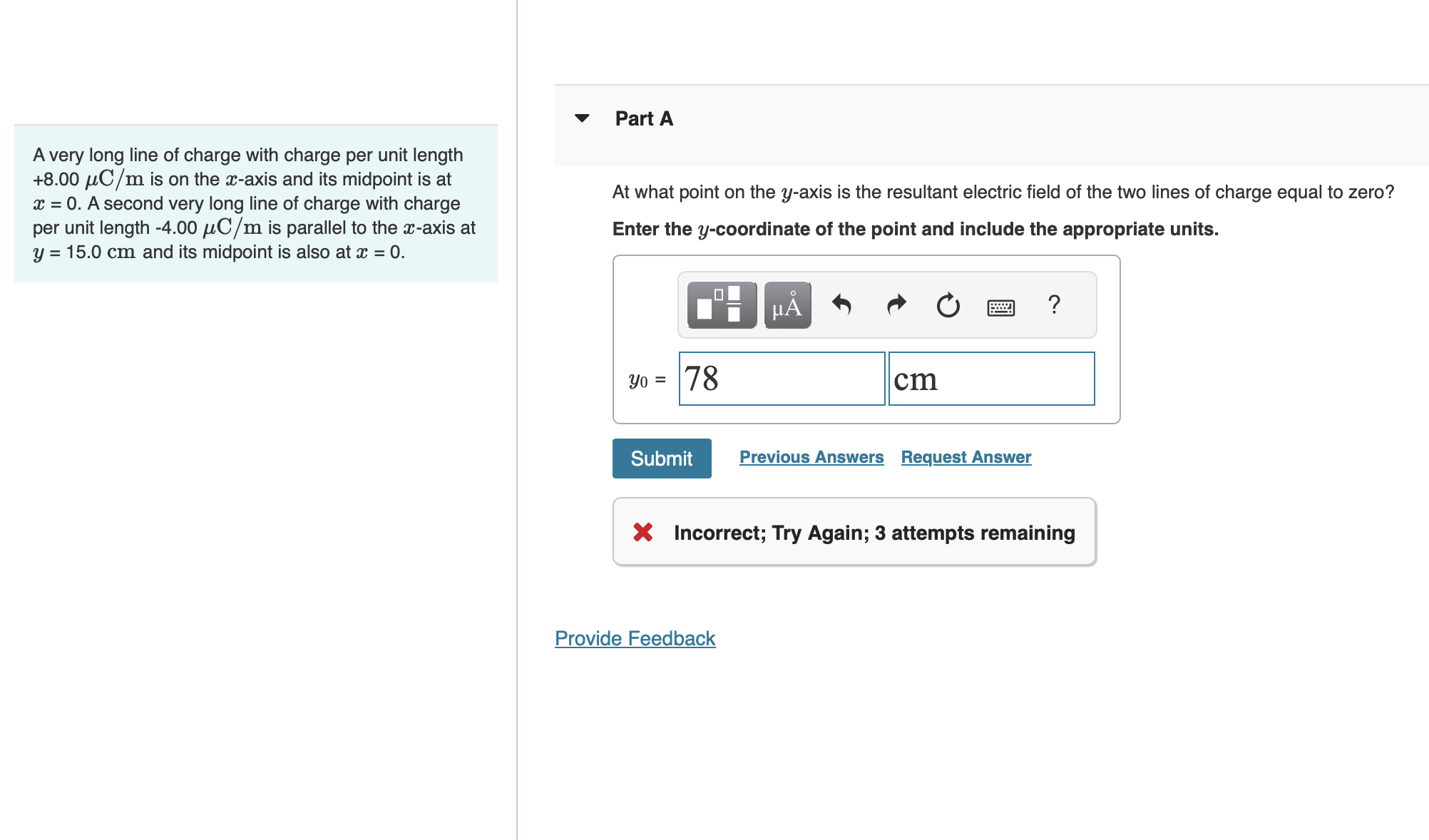 Solved A very long line of charge with charge per unit | Chegg.com