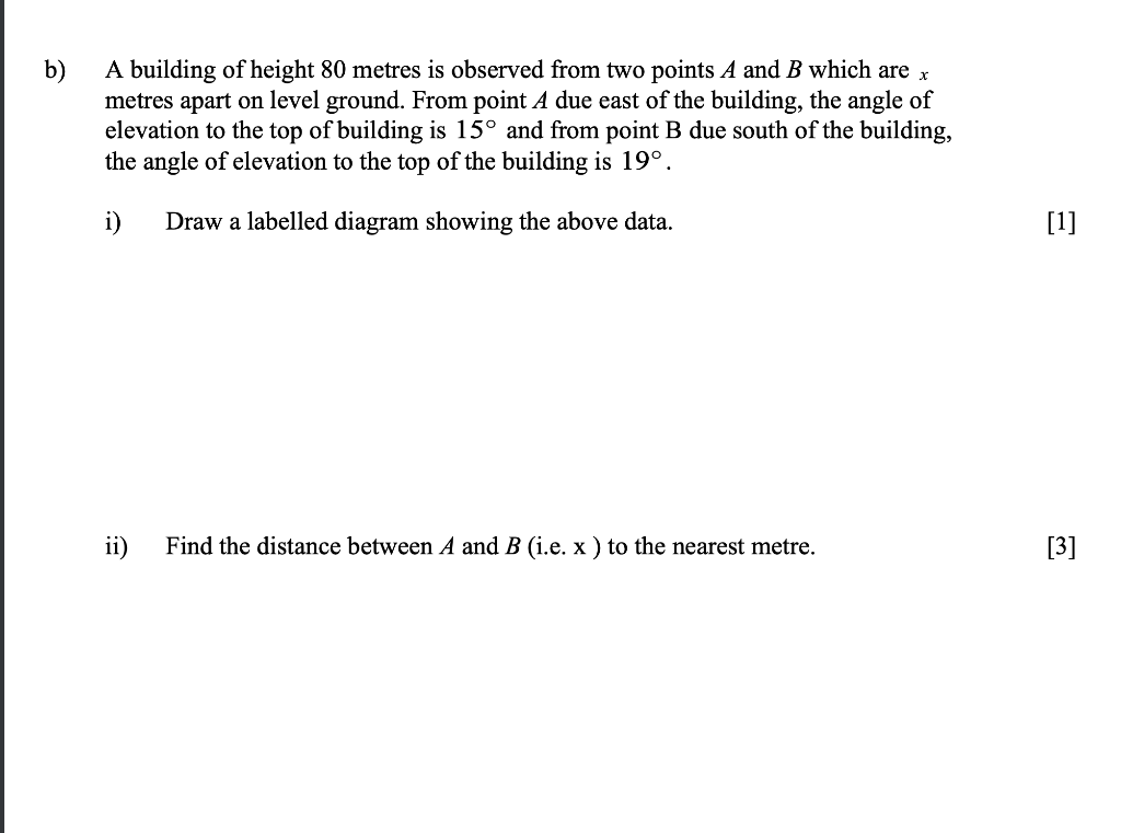 Solved b) A building of height 80 metres is observed from | Chegg.com