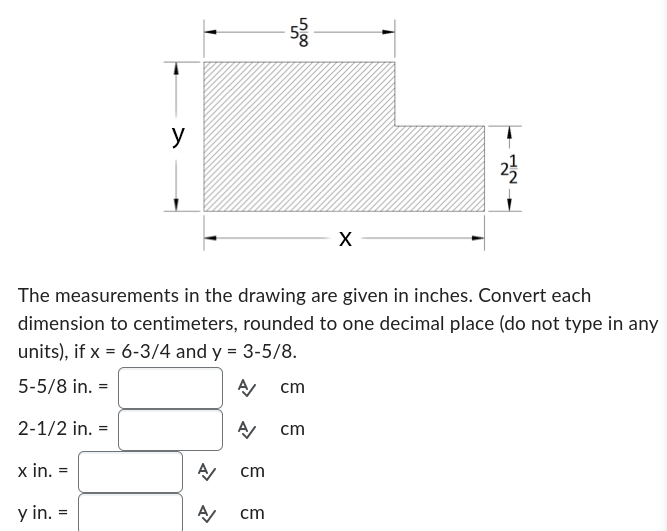 Solved The measurements in the drawing are given in inches. | Chegg.com