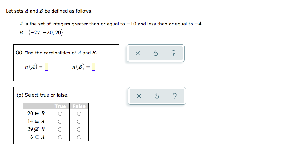 Solved Let sets A and B be defined as follows. A is the set | Chegg.com