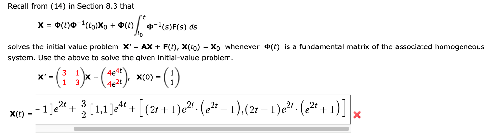 Solved Recall from (14) in Section 8.3 that solves the | Chegg.com