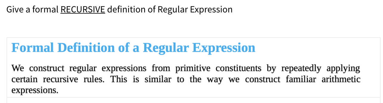 Solved Give a formal RECURSIVE definition of Regular | Chegg.com