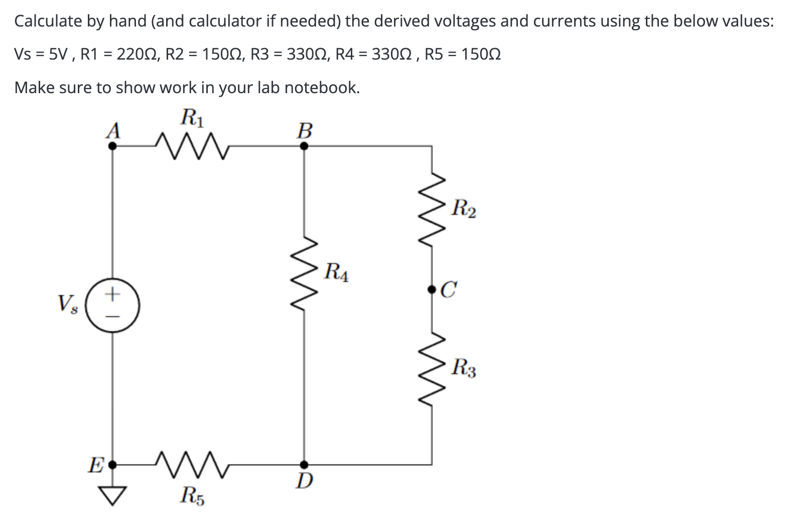 Solved Please calculate every voltage and current through | Chegg.com