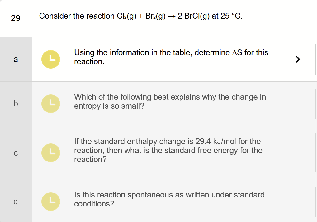 Solved 29 Consider the reaction Cl2( g)+Br2( g)→2BrCl(g) at | Chegg.com