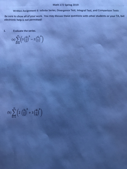 Solved Math 172 Spring 2019 Written Assignment 6: Infinite | Chegg.com