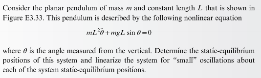 Solved Consider the planar pendulum of mass m and constant | Chegg.com
