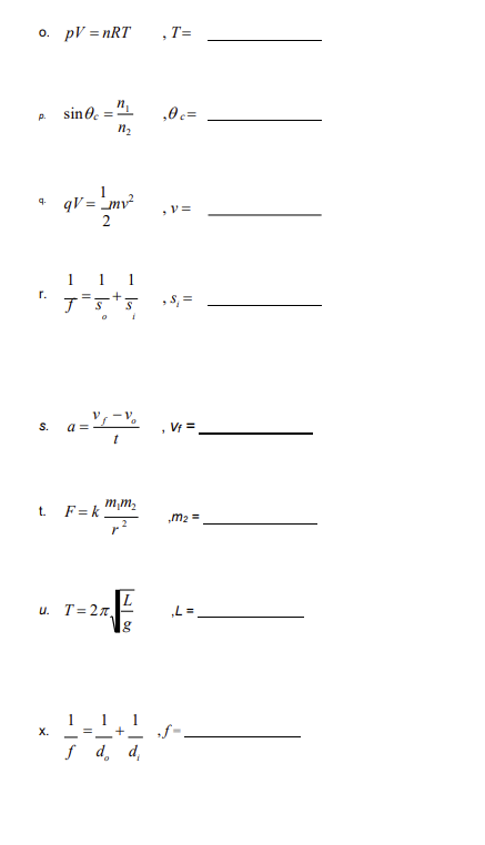 Solved PART II. EQUATIONS 2. Often Physics problems are done | Chegg.com Solved PART II. EQUATIONS 2. Often Physics problems are done | Chegg.com