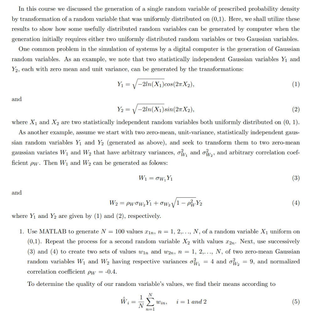 Solved clear N=100;% number of random variables to generate | Chegg.com