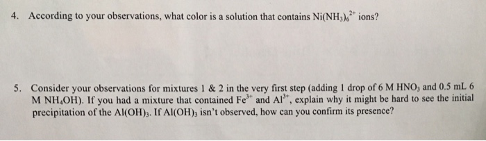 4. According to your observations, what color is a | Chegg.com