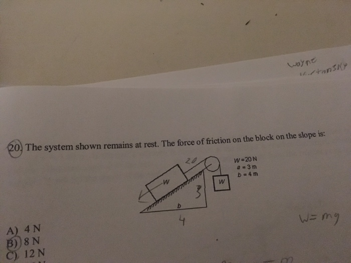 Solved 0. The system shown remains at rest. The force of | Chegg.com