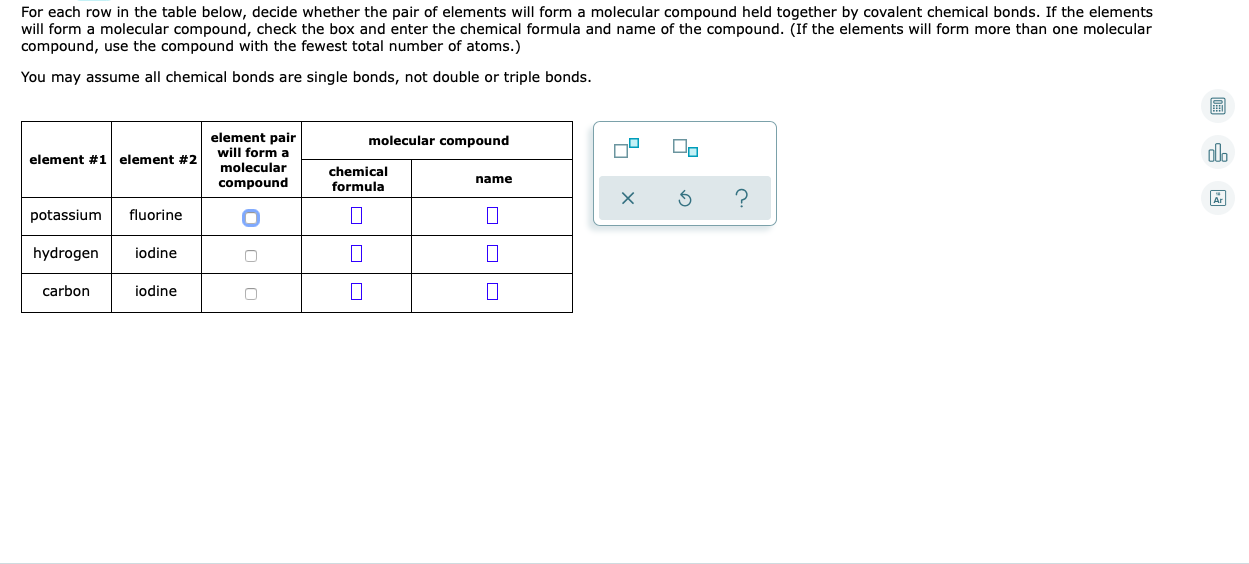 Solved For each row in the table below, decide whether the | Chegg.com