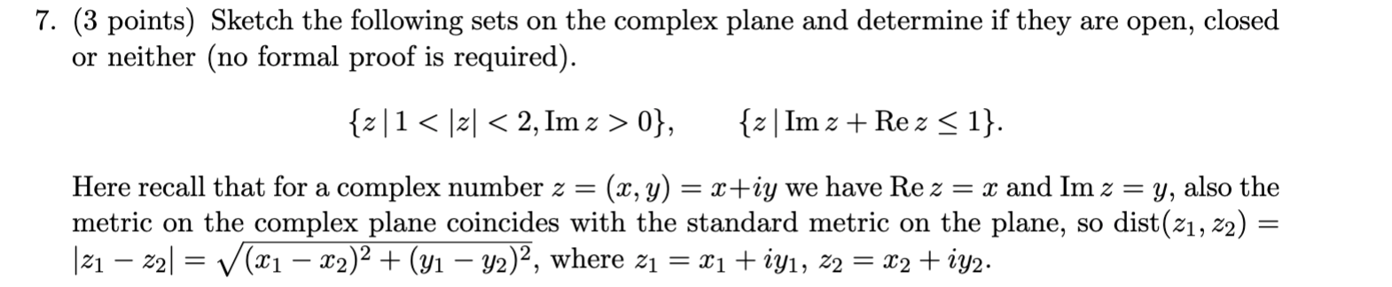 Solved 7. (3 points) Sketch the following sets on the | Chegg.com