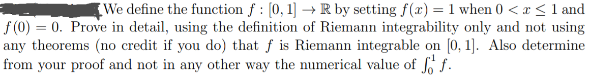 Solved We define the function f : [0, 1] → R by setting f(x) | Chegg.com