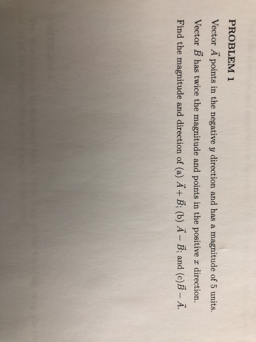 Solved PROBLEM 1 Vector A points in the negative y direction | Chegg.com