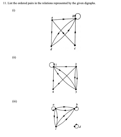 Solved List the ordered pairs in the relations represented | Chegg.com