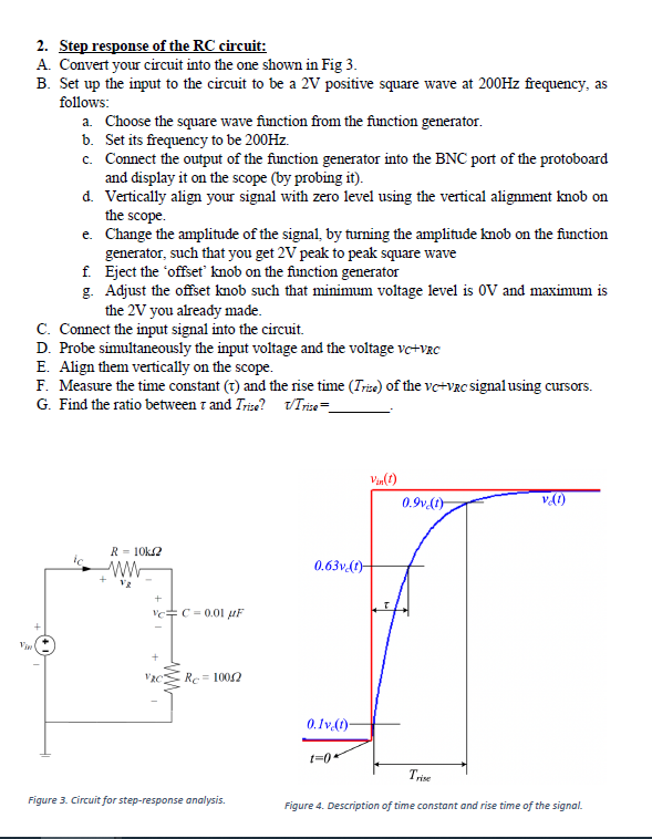Solved 2. Step response of the RC circuit: A. Convert your | Chegg.com