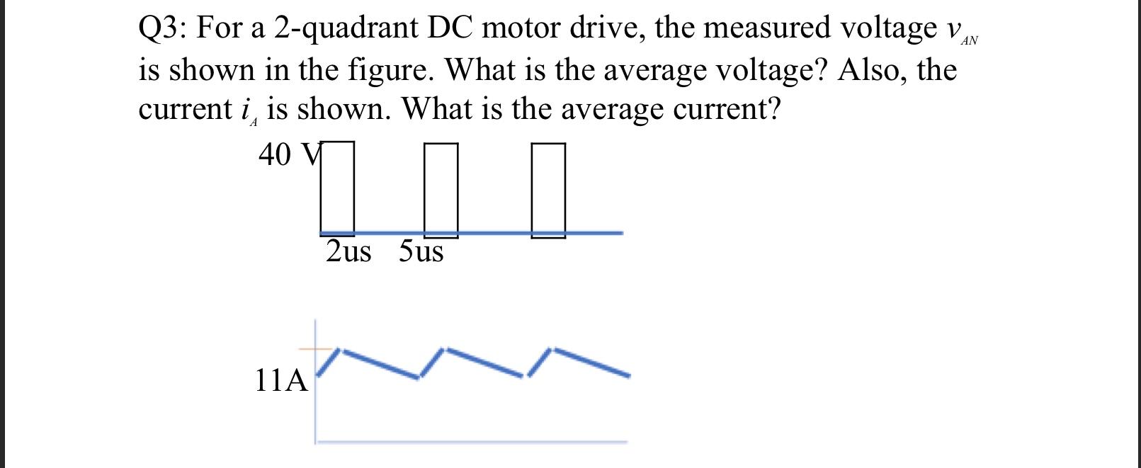 Solved Q3: For a 2-quadrant DC motor drive, the measured | Chegg.com