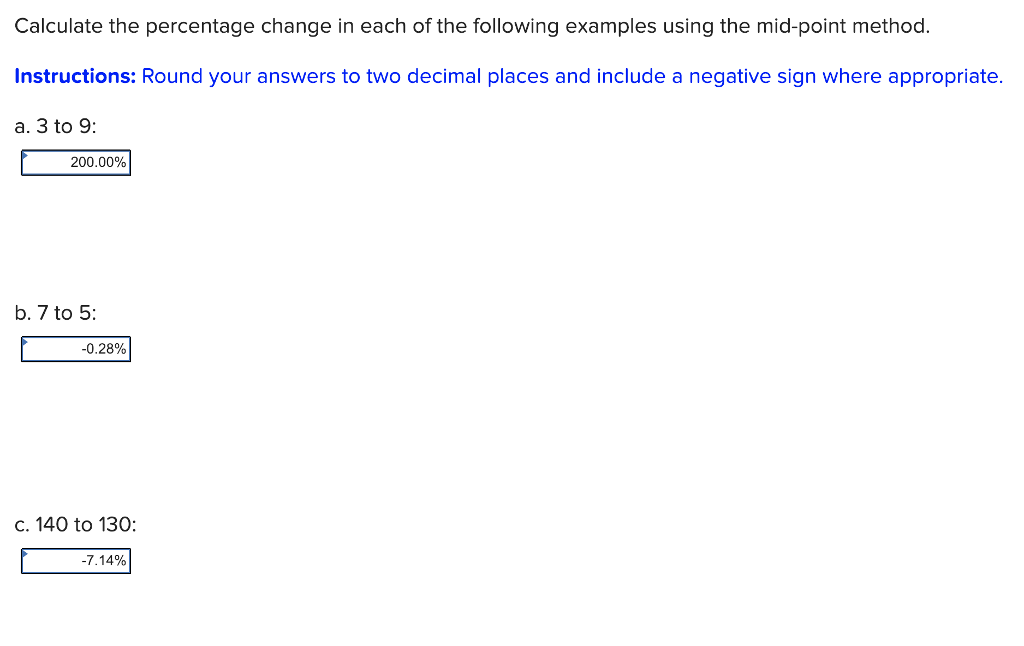 Solved Calculate the percentage change in each of the | Chegg.com