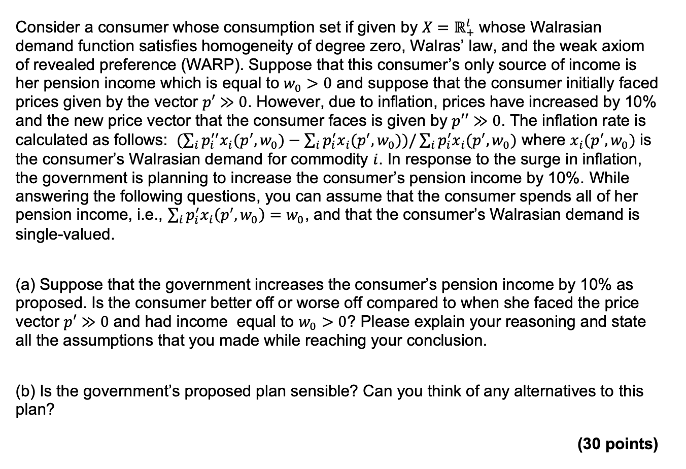 Consider a consumer whose consumption set if given by | Chegg.com