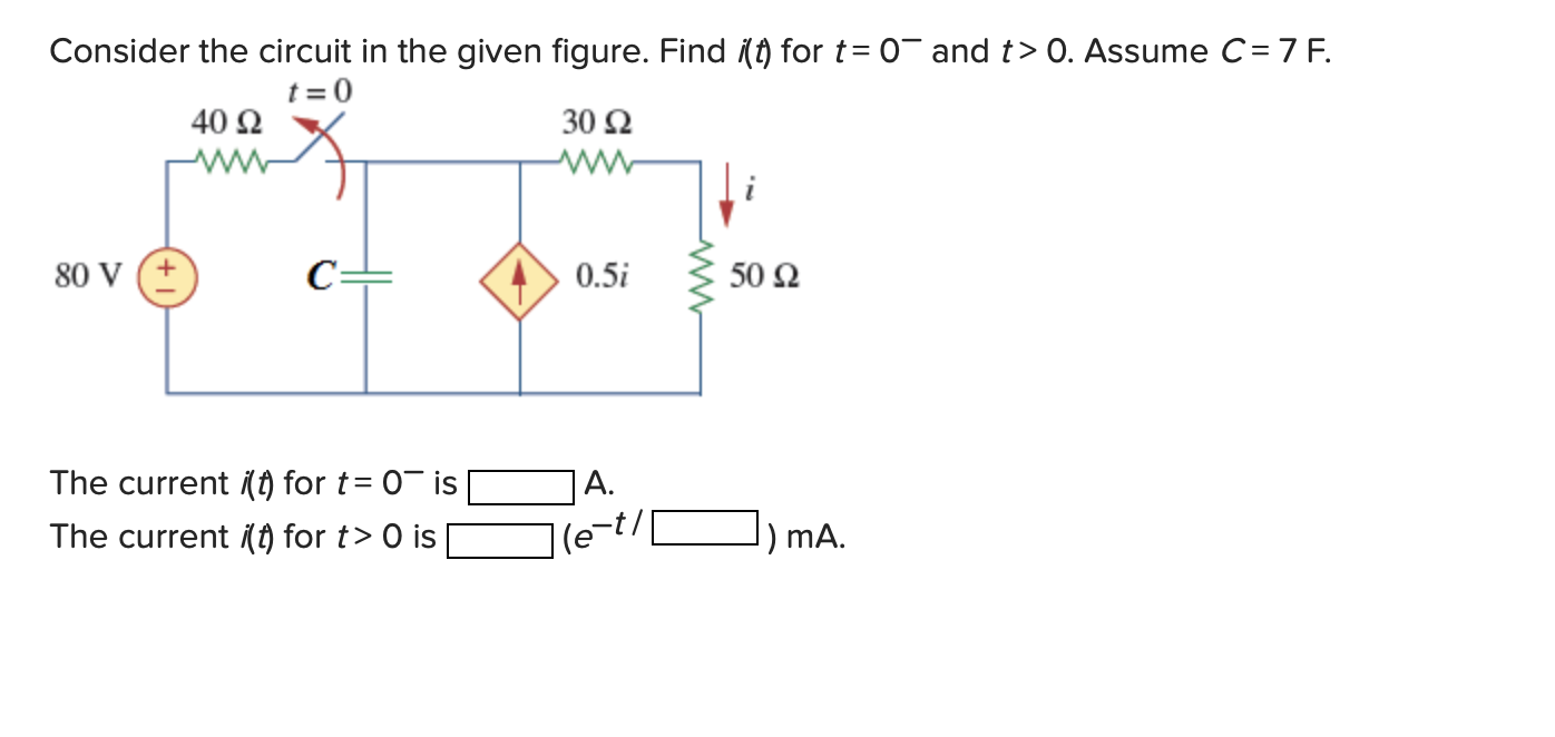 Calculate the capacitor voltage for t= 0 (zero | Chegg.com