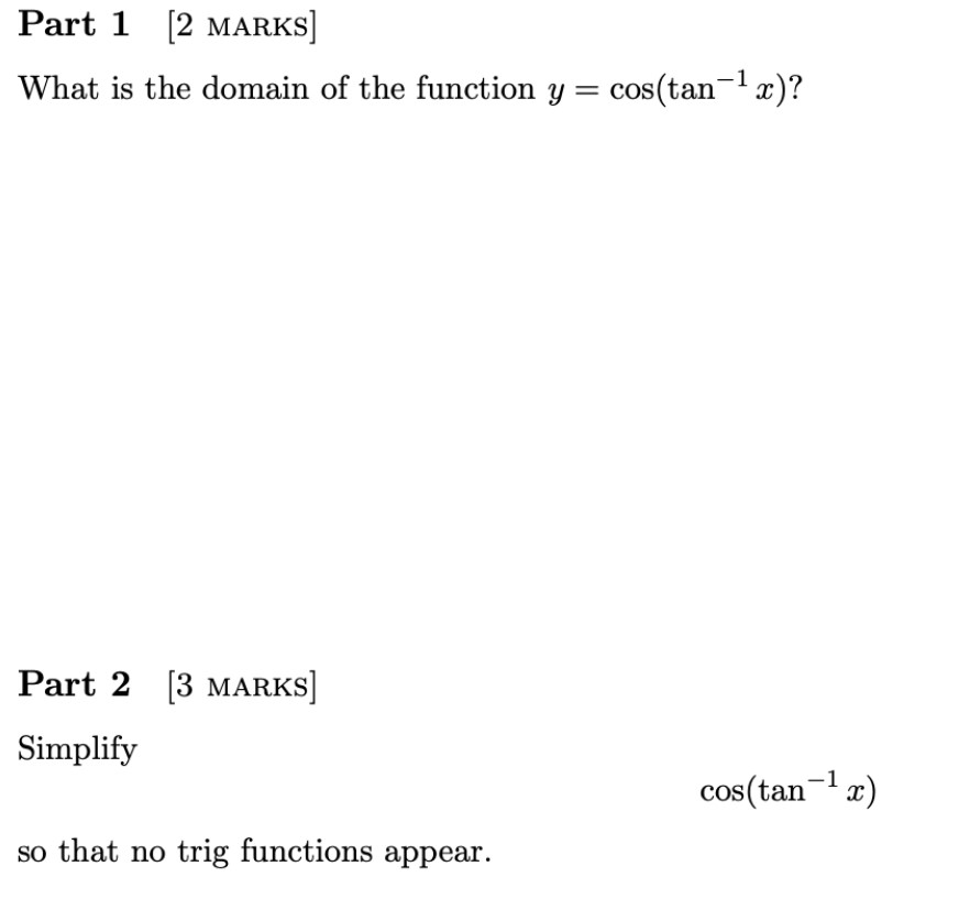 Solved Part 1 (2 MARKS] What is the domain of the function y | Chegg.com