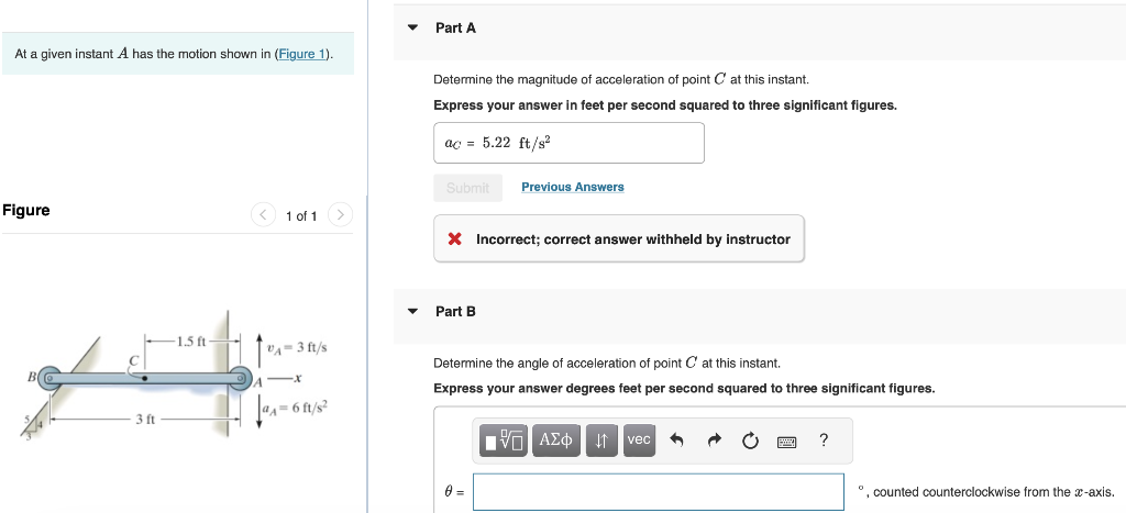 Solved At a given instant A has the motion as shown. | Chegg.com