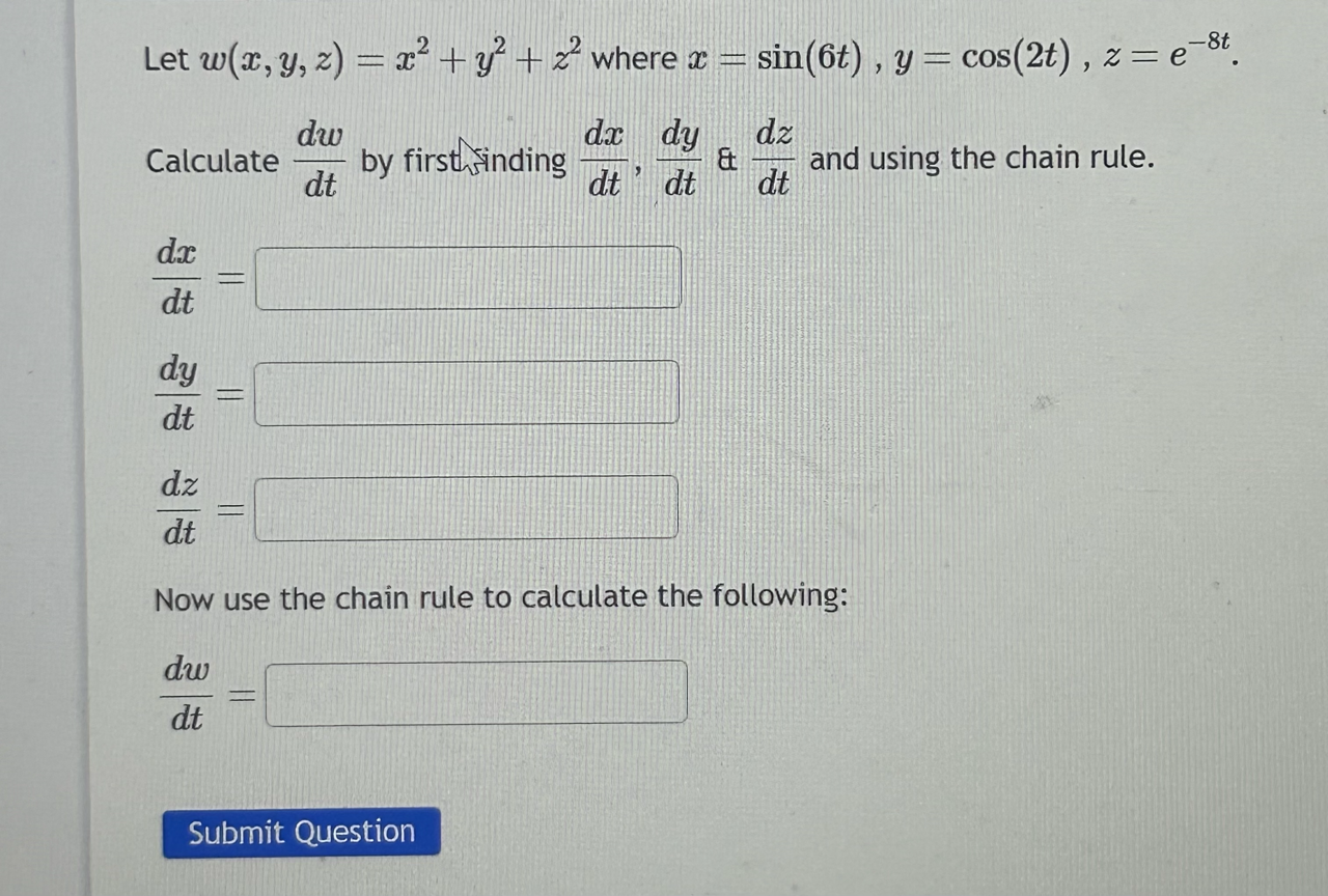 Solved Let w(x,y,z)=x2+y2+z2 where | Chegg.com