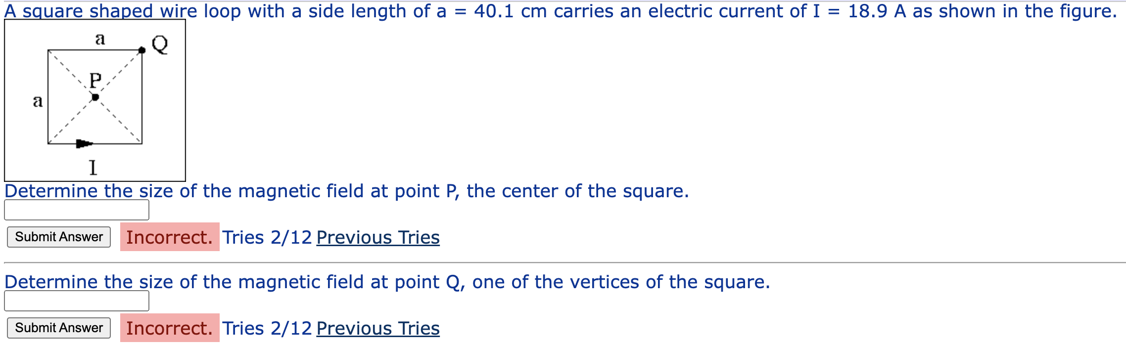Solved A square shaped wire loop with a side length of | Chegg.com