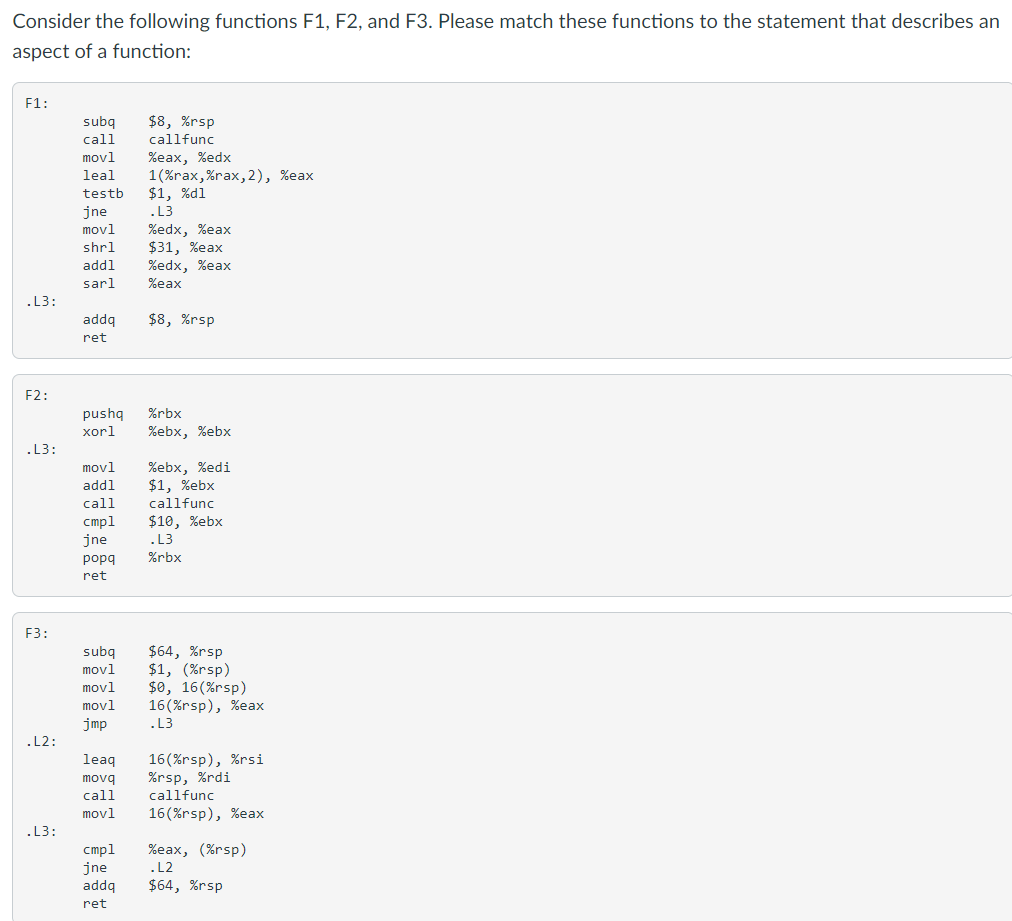 Solved Consider the following functions F1, F2, and F3. | Chegg.com Solved Consider the following functions F1, F2, and F3. | Chegg.com