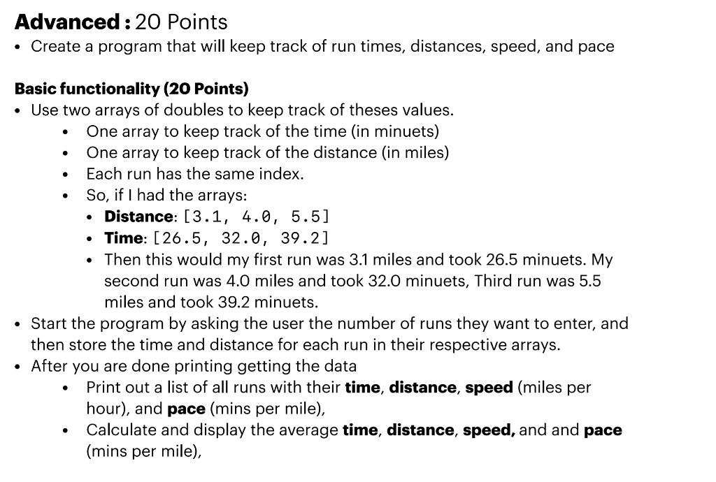 Solved Advanced : 20 Points • Create a program that will | Chegg.com