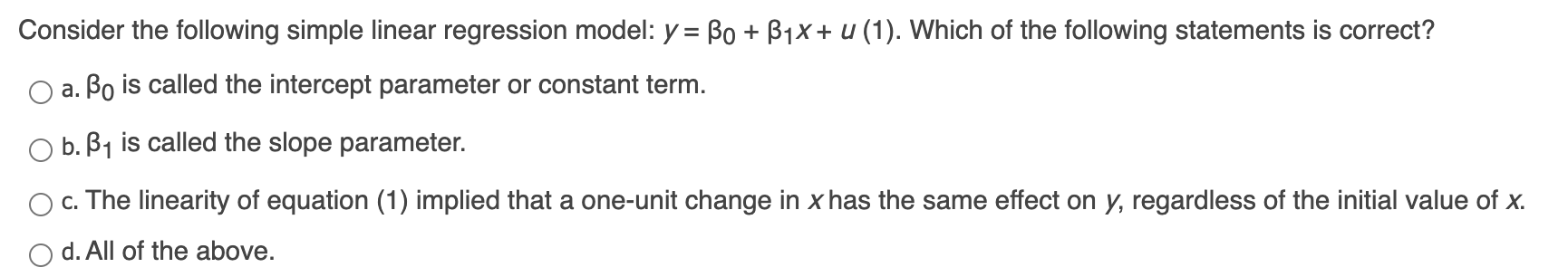 Solved Consider the following simple linear regression | Chegg.com