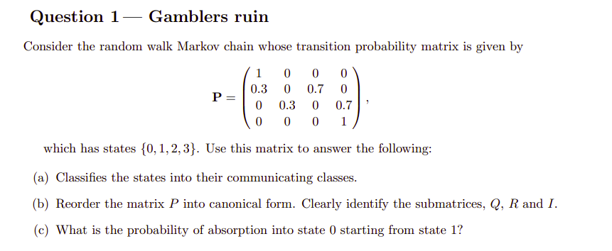 Solved Consider The Random Walk Markov Chain Whose