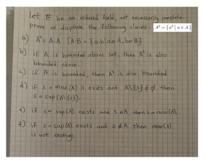 Solved let F be an ordered field, not necessarily complete. | Chegg.com