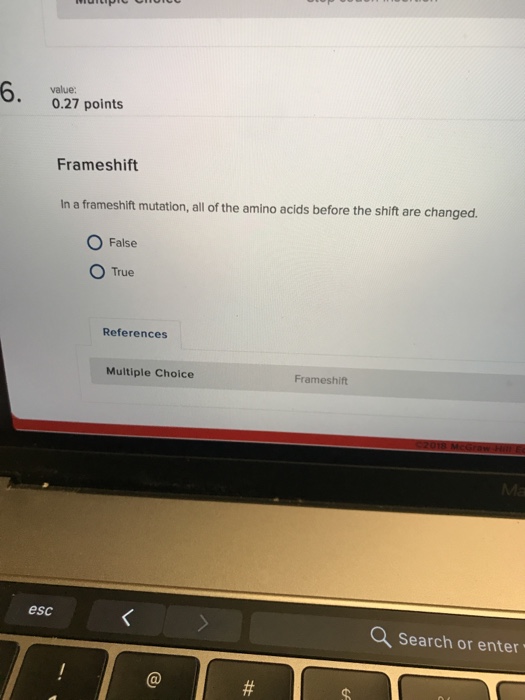 Solved 6. value: 0.27 points Frameshift In a frameshift | Chegg.com