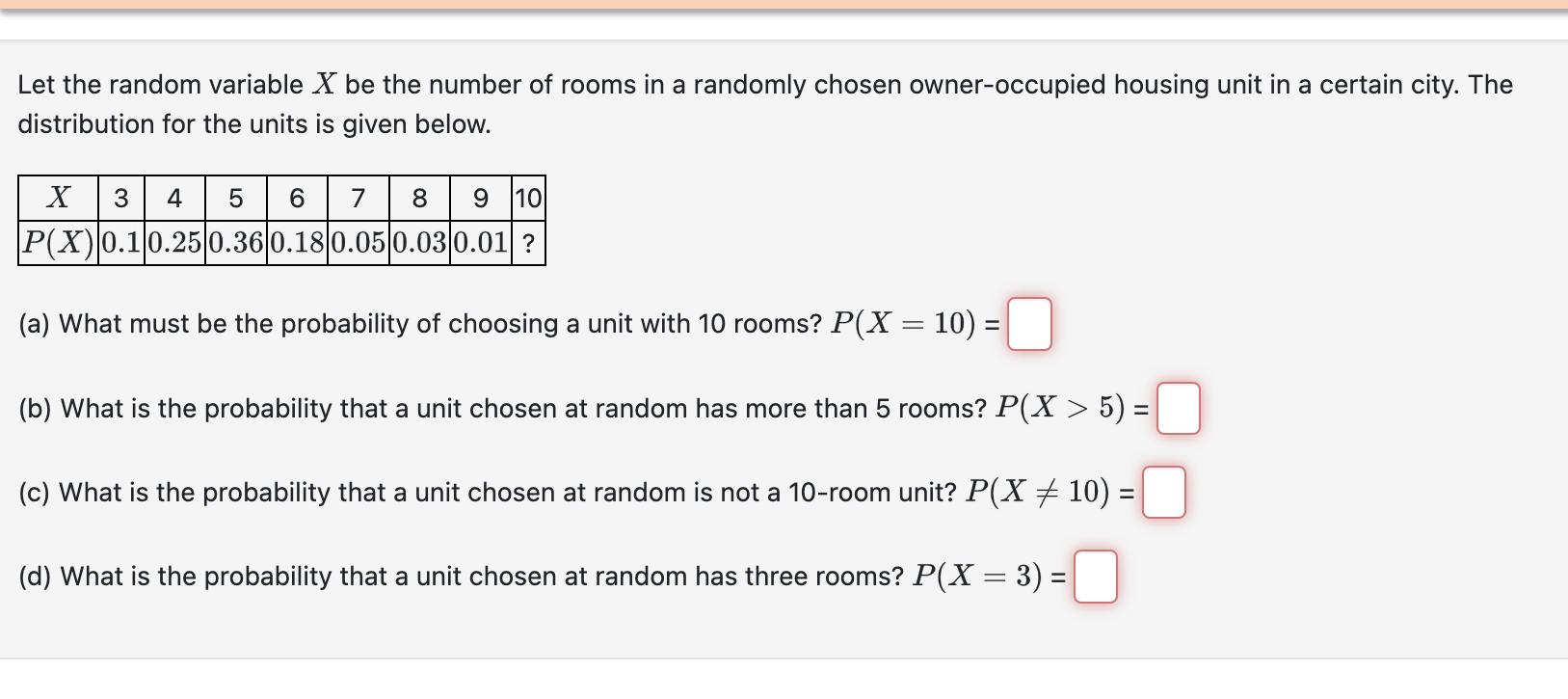 Solved Let the random variable X be the number of rooms in a | Chegg.com