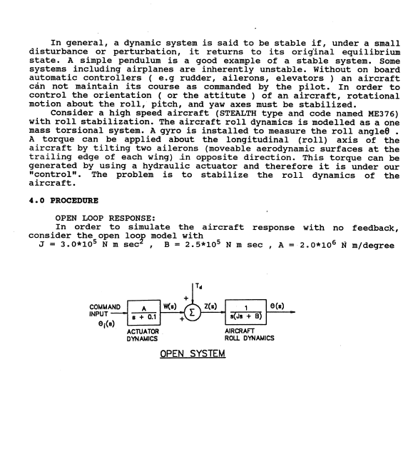 Solved Project No.3 (Flight Controls Simulation) 1.0 | Chegg.com