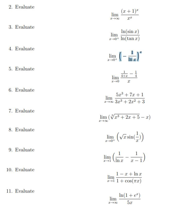 Solved 2. Evaluate lim (2+1) 22 3. Evaluate In(sin :) lim | Chegg.com