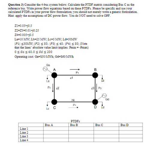 Solved Question 3) Consider the 4-bus system below. | Chegg.com