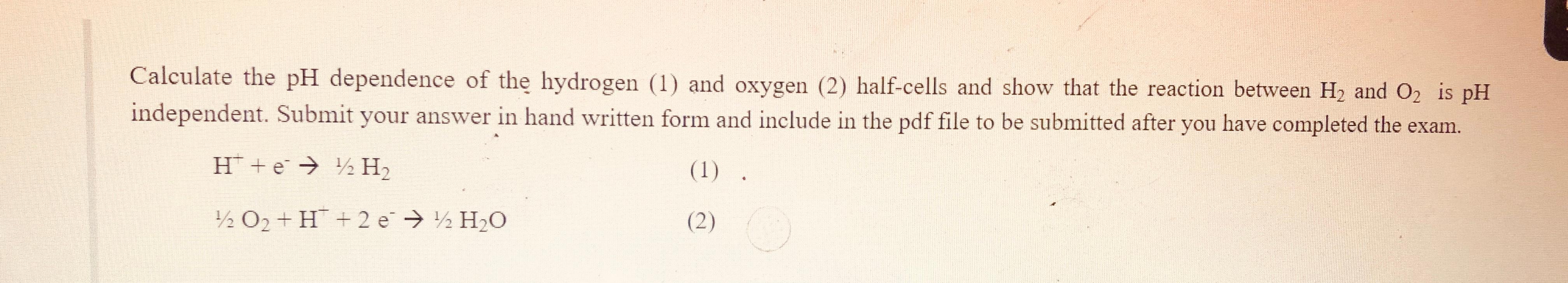 Solved Calculate the pH dependence of the hydrogen (1) and | Chegg.com