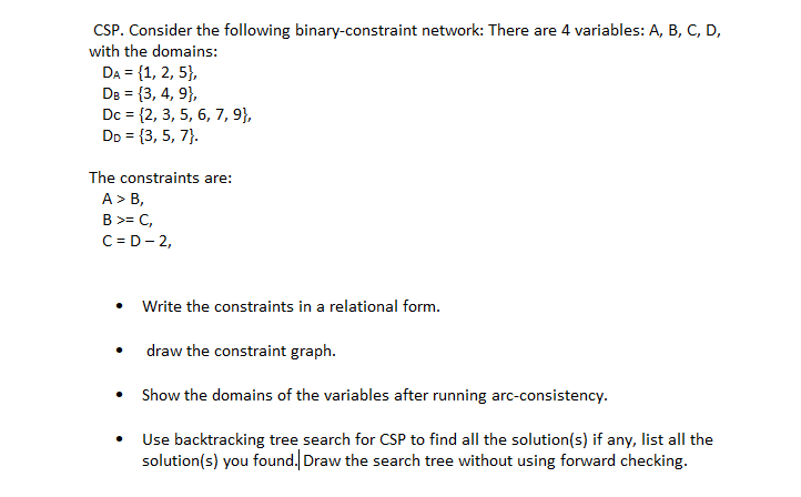 Solved Csp Consider The Following Binary Constraint