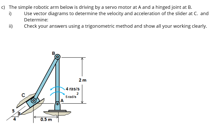 Solved c) ﻿The simple robotic arm below is driving by a | Chegg.com