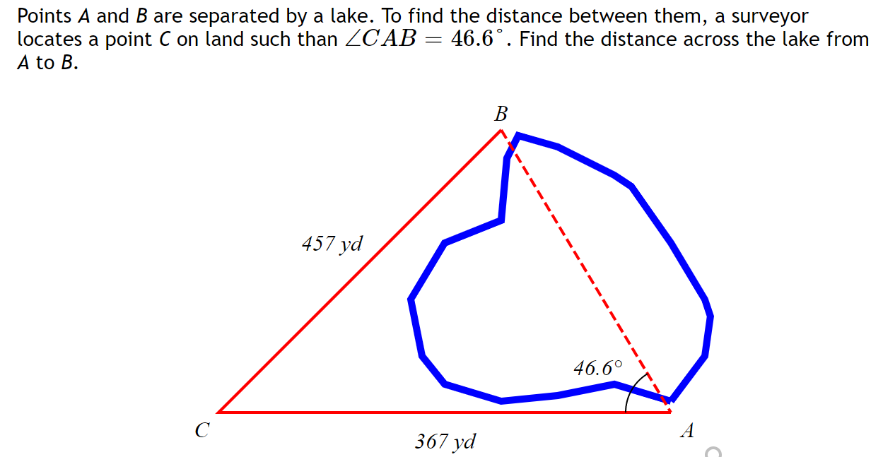 Solved Points A and B are separated by a lake. To find the | Chegg.com