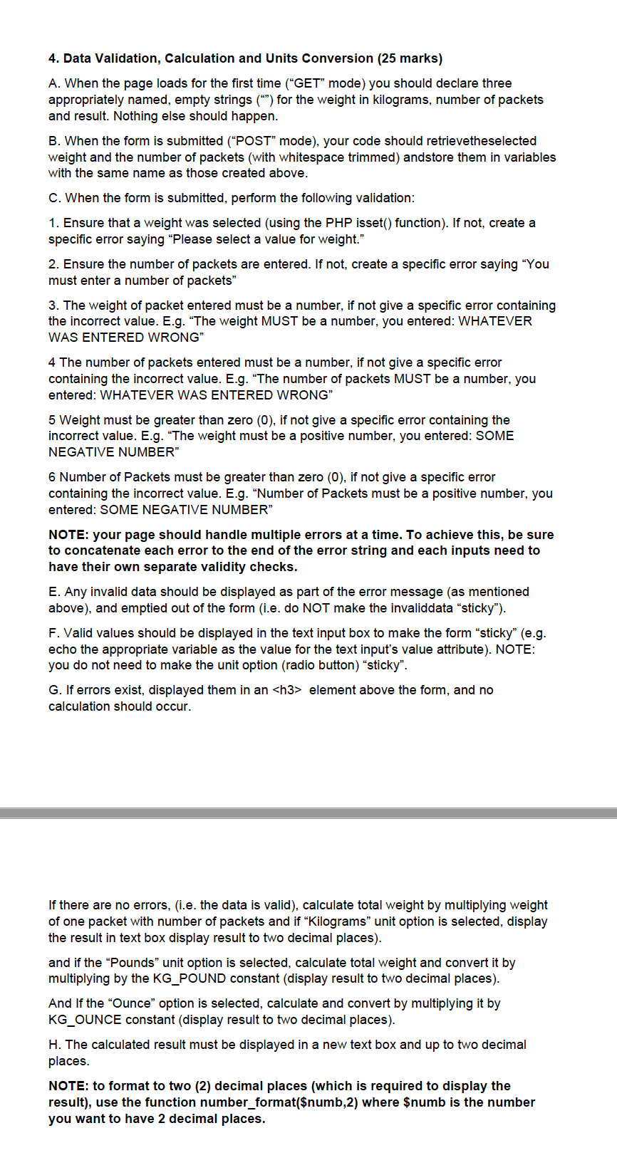 4. Data Validation, Calculation and Units Conversion | Chegg.com