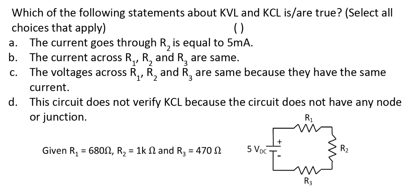 Solved a. Which of the following statements about KVL and | Chegg.com