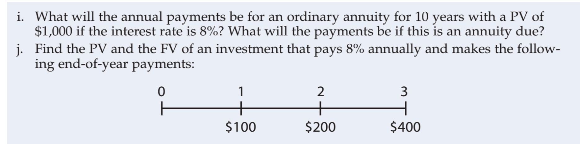 Solved i. What will the annual payments be for an ordinary | Chegg.com