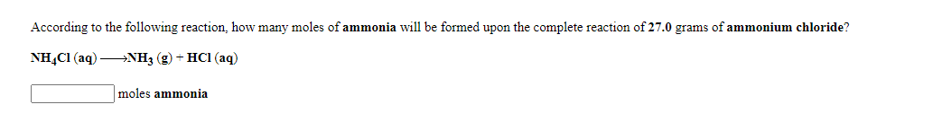 Solved According to the following reaction, how many moles | Chegg.com