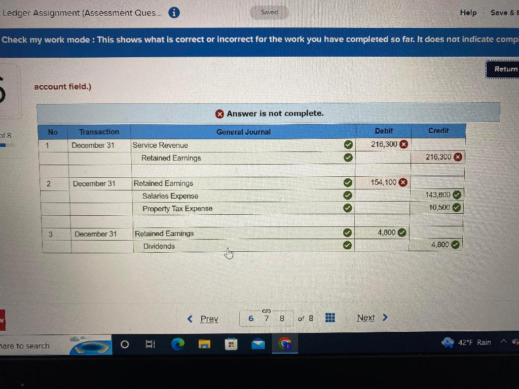 Solved Ledger Assignment (Assessment Ques... (i) Check my | Chegg.com