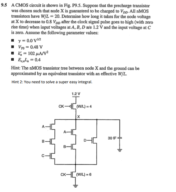 Solved 9.5 ﻿A CMOS circuit is shown in Fig. P9.5. ﻿Suppose | Chegg.com