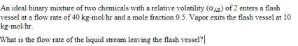Solved An ideal binary mixture of two chemicals with a | Chegg.com