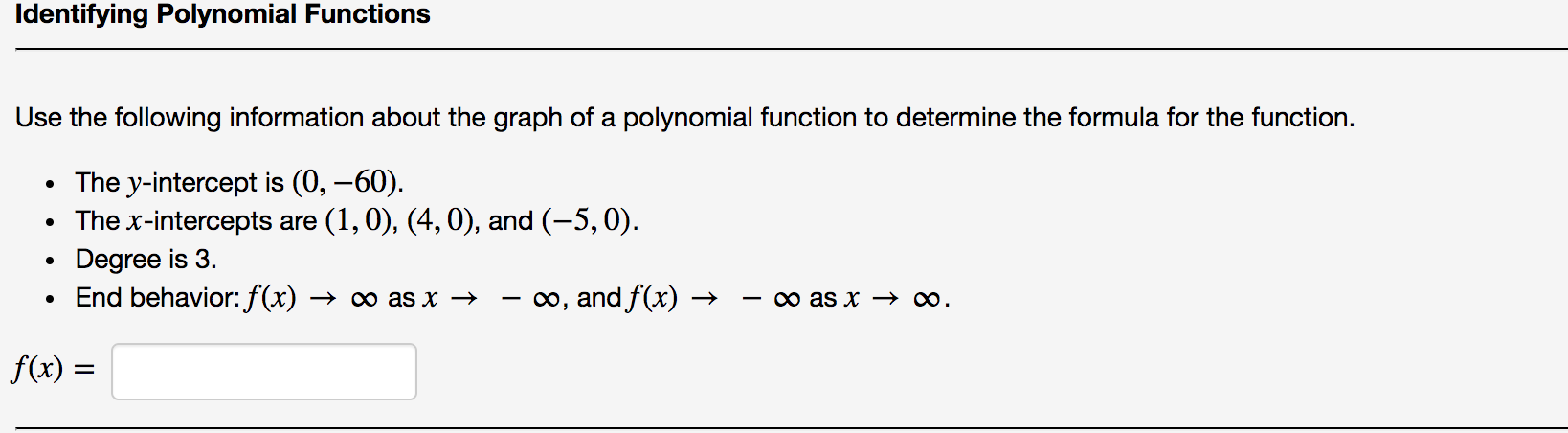 Solved Identifying Polynomial Functions Use the following | Chegg.com
